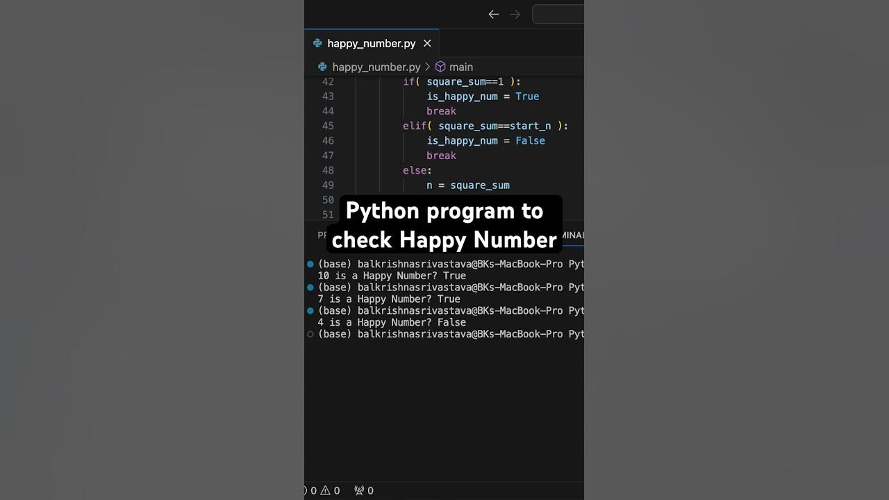 Python Program To Check Happy Number Python Pythoncoding Pythoninhindi Pythonforbeginners