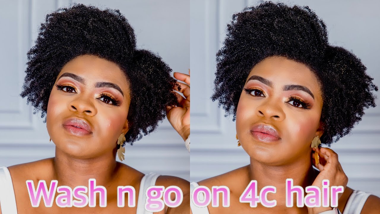 Wash n go on 4c/4b hair (type 4 natural hair) - YouTube