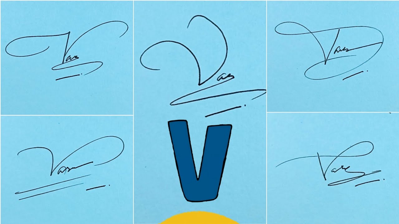 V name Signature | V Signature Style | #signature #signaturestyle - YouTube