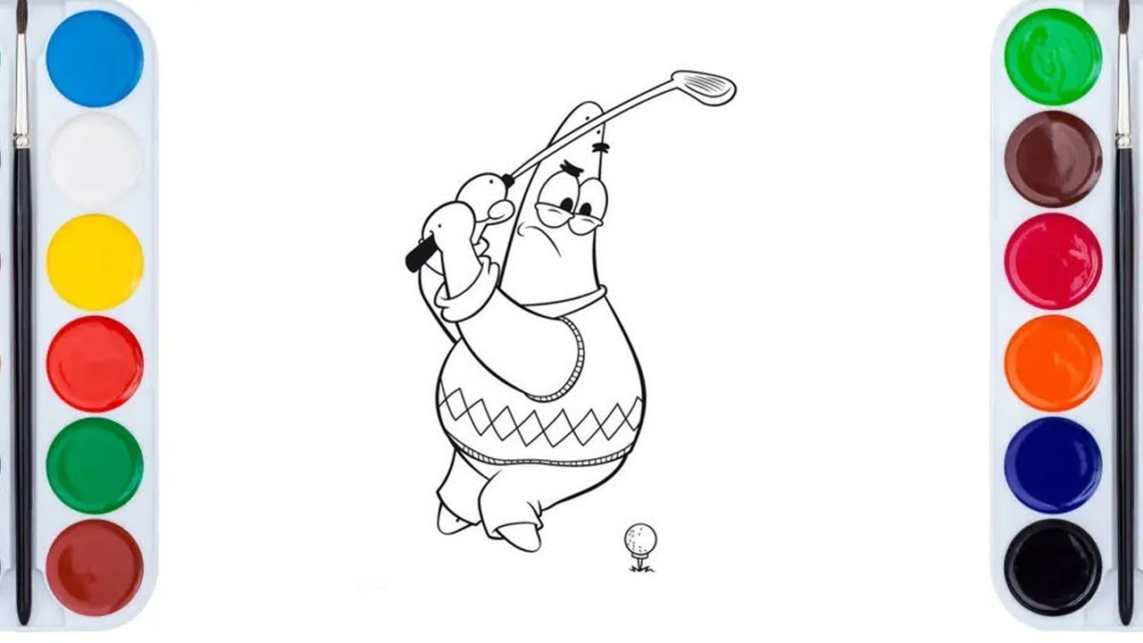 Patrick Star Playing Golf Drawing | Funny Cartoon Sketch - YouTube