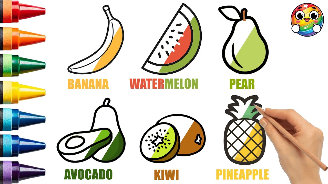 How to Paint 12 Fruits Easy | Drawing & Coloring for Beginners All ...