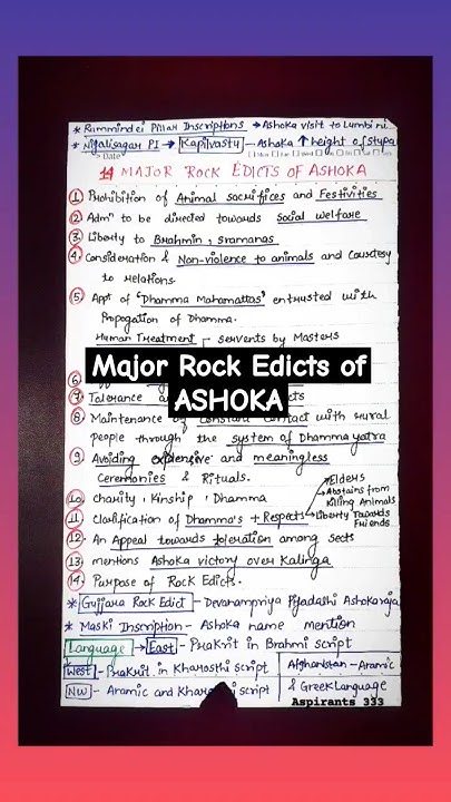 Rock Edicts of ASHOKA #maurya #ancient #ashoka #ancienthistory #notes # ...