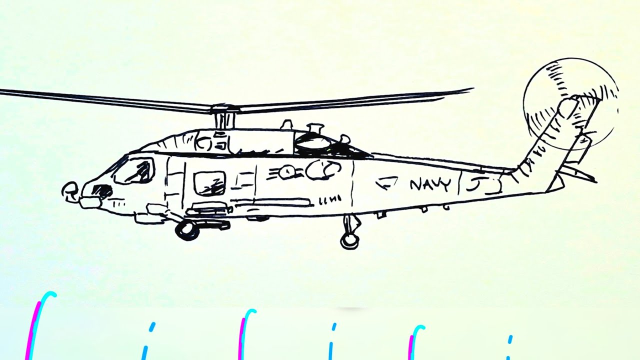 วาดเฮลิคอปเตอร์ Seahawk. How to draw helicopter easy - YouTube