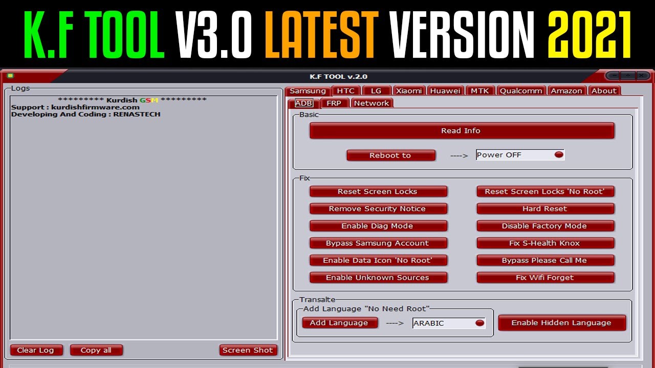 K.F Tool V2.0 - All in one Tool | Remove FRP, Repair IMEI, Reset Screen ...