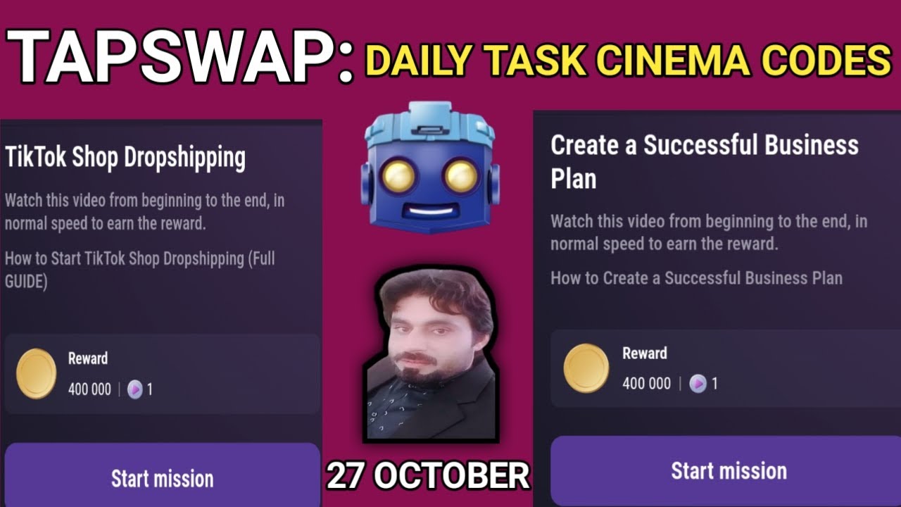 TAPSWAP DAILY TASK CINEMA CODES 27 OCTOBER| TAPSWAP CINEMA CODES | TAPSWAP DAILY TASK CODES ...