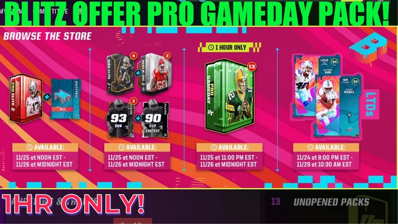 BLITZ OFFER PRO 13X PRO GAMEDAY PACK! Madden 23 Ultimate Team Pack ...