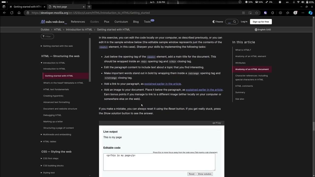 [Learning] HTML from mdn - YouTube