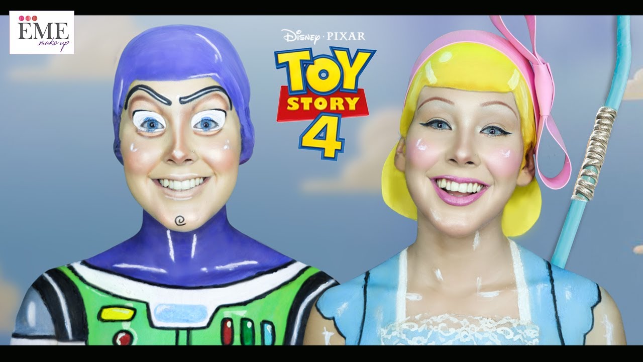 TOY STORY 4 MAKEUP TUTORIAL - Buzz Lightyear and Bo Peep | Eme MakeUp ...