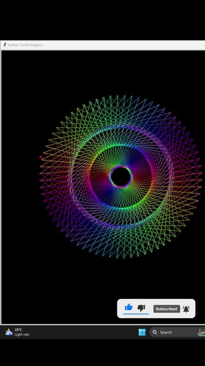 Creating A Hypnotic Multicolour Star Pattern With Python Turtle 🎨 Coding Shorts Fun Python