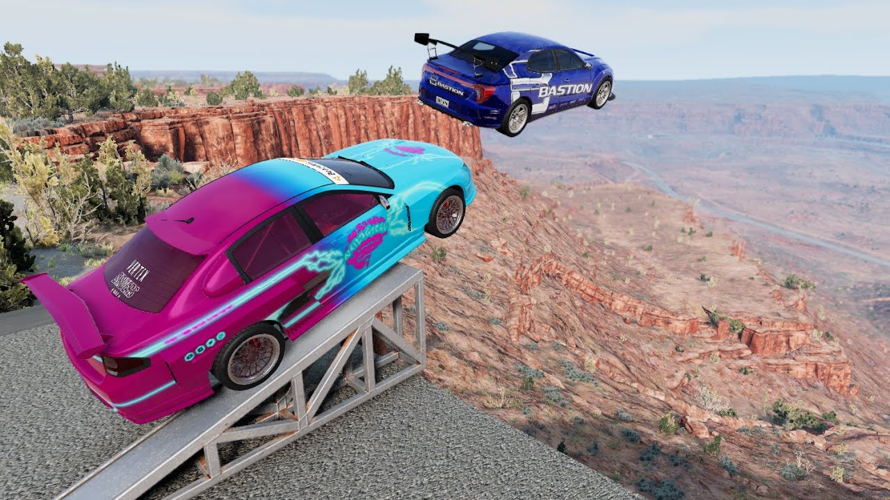 High Speed Flip Ramp Jump Crashes (Jumps In Canyon) #3 - BeamNG Drive ...