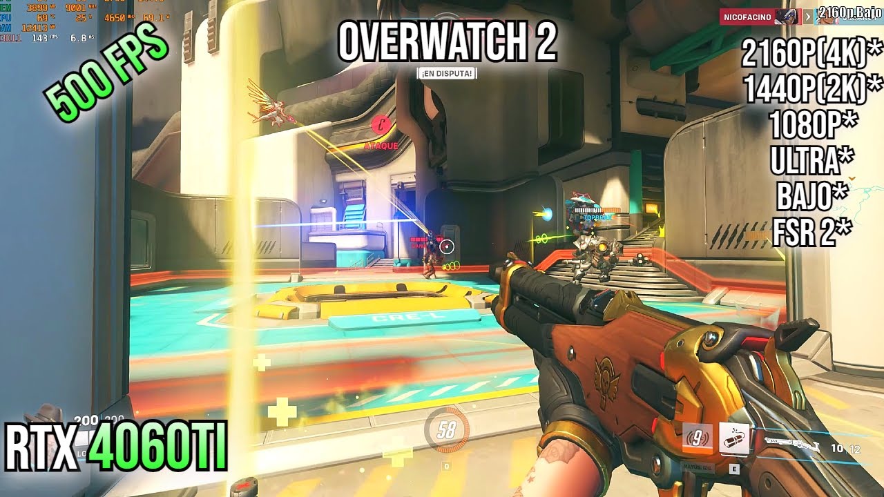 Overwatch 2 - RTX 4060TI ,2160p(4K),1440p(2K),1080p ,Ultra ,Bajo,FSR 2 ...