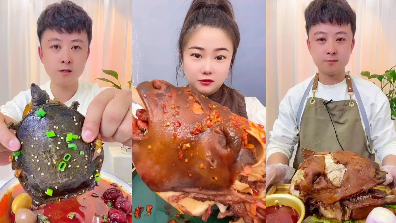 Chinese food: soft-shell turtle asmr and braised lamb head in spicy ...