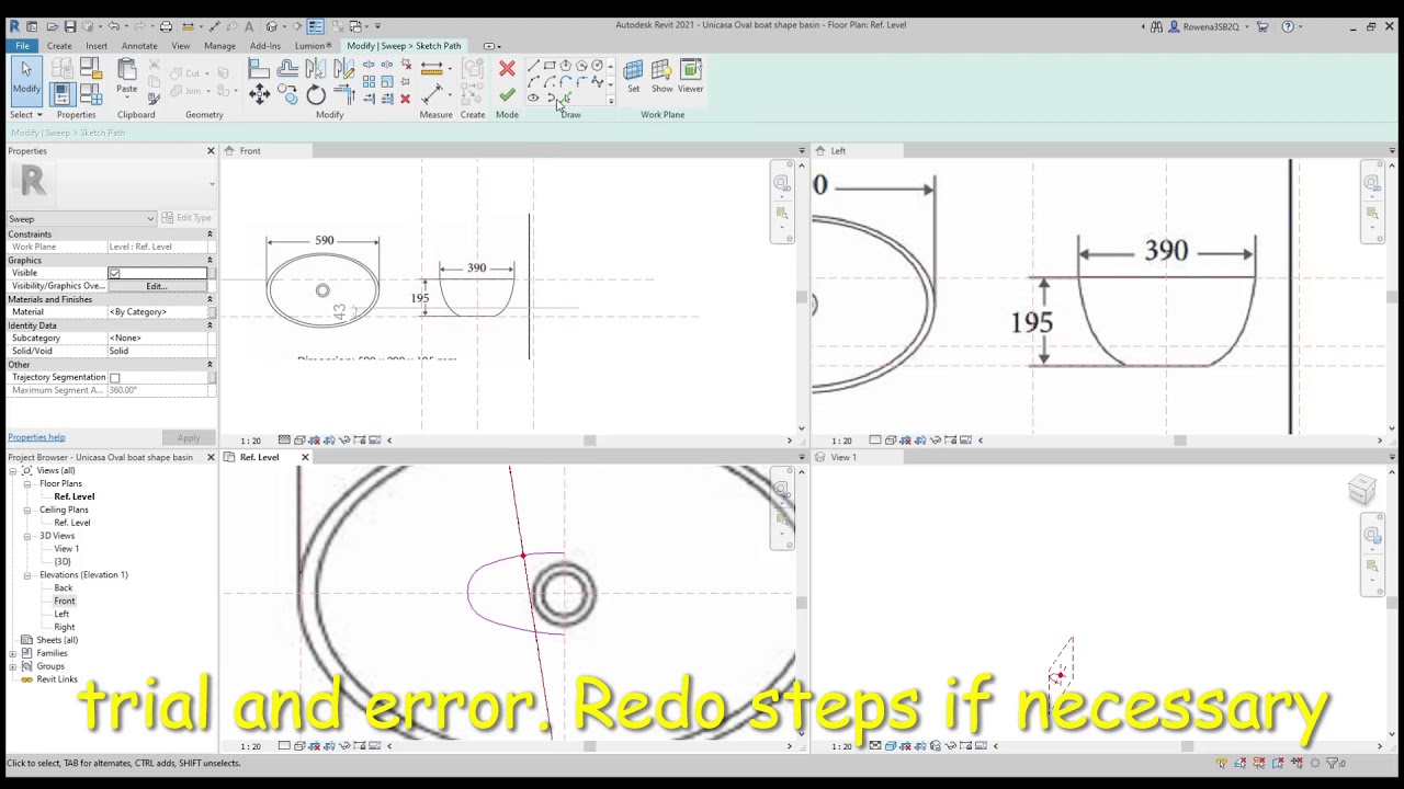 Revit family creation: Create an Oval shaped Basin - YouTube