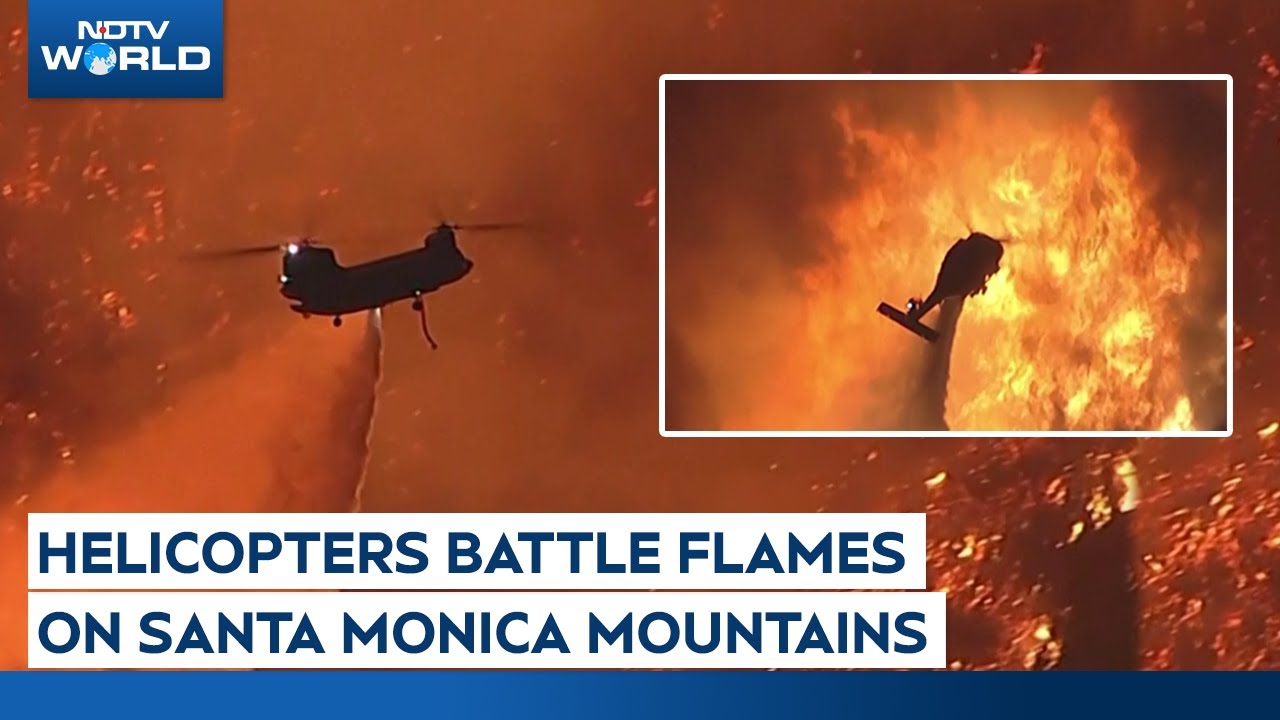 California Wildfires | Helicopters Battle Flames As Palisades Fire ...