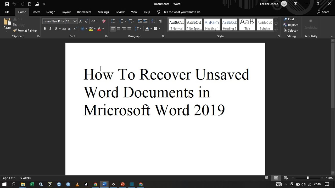 How to Recover Unsaved Word Document in Microsoft Word 2019 - YouTube
