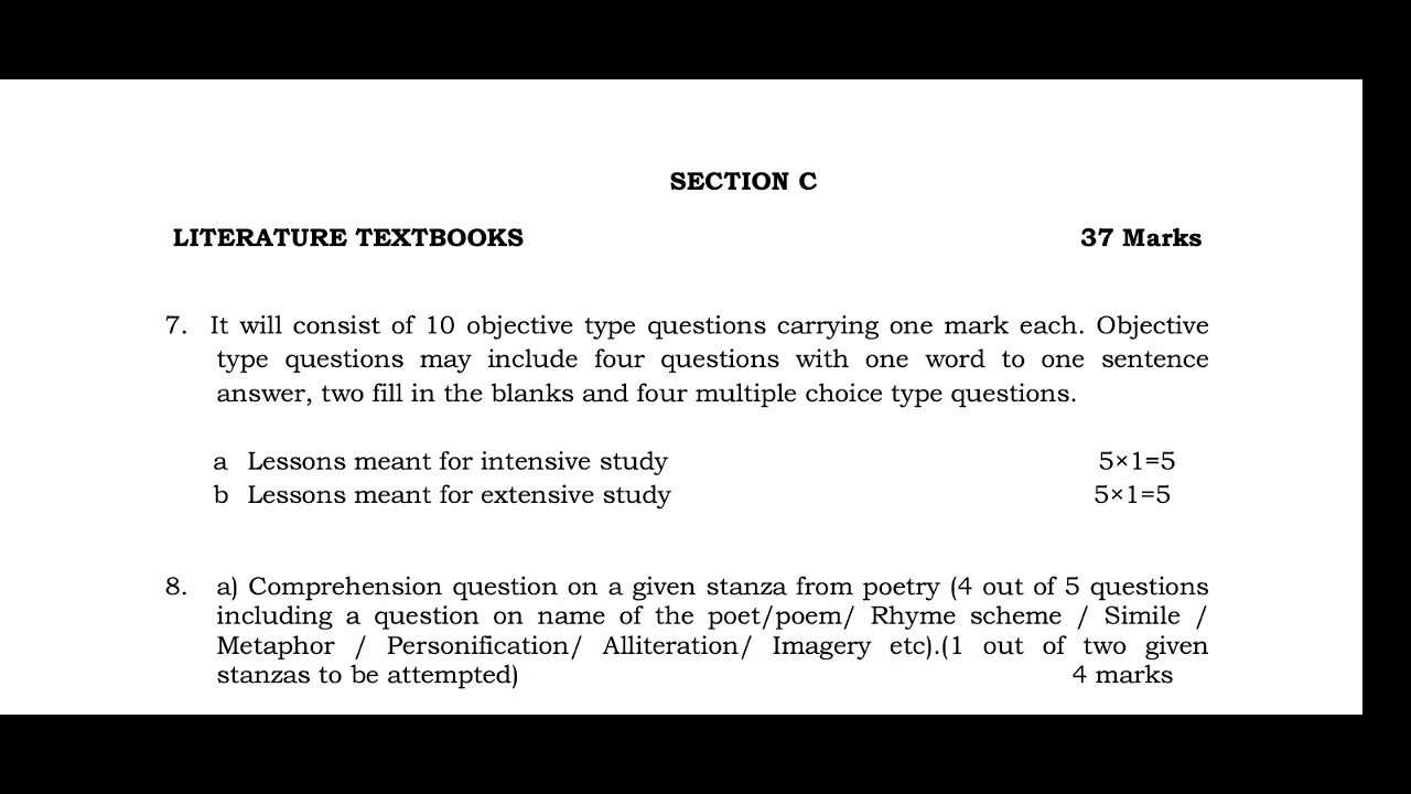 Class 12 Gernal English Pre board exam sample paper - YouTube
