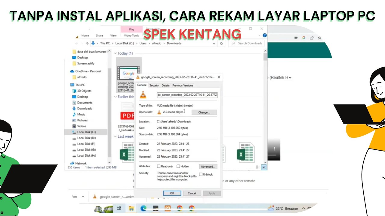 PART 2 | TANPA INSTAL APLIKASI, CARA REKAM LAYAR LAPTOP PC SPEK KENTANG - YouTube