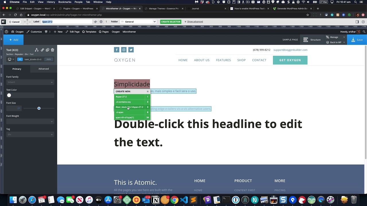 Microthemer menu item toolbar in Oxygen editor - YouTube