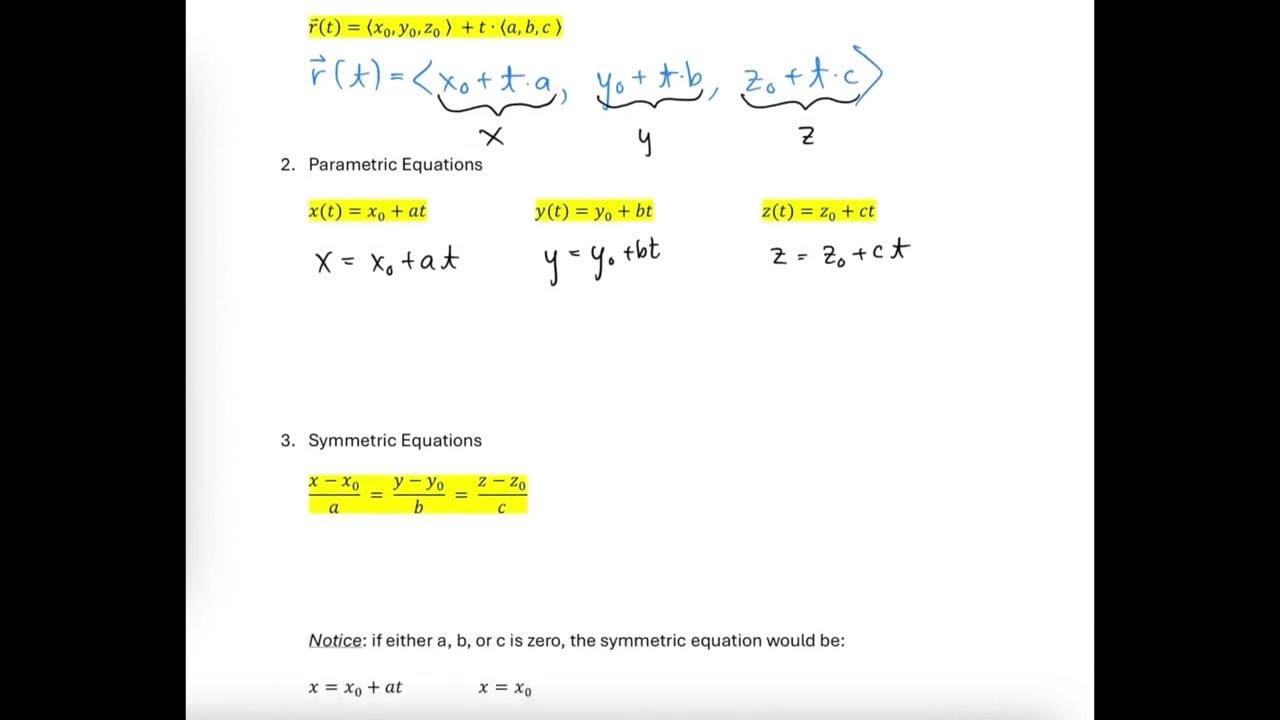 Vector Parametric Symmetric Equations Lines In 3d Youtube