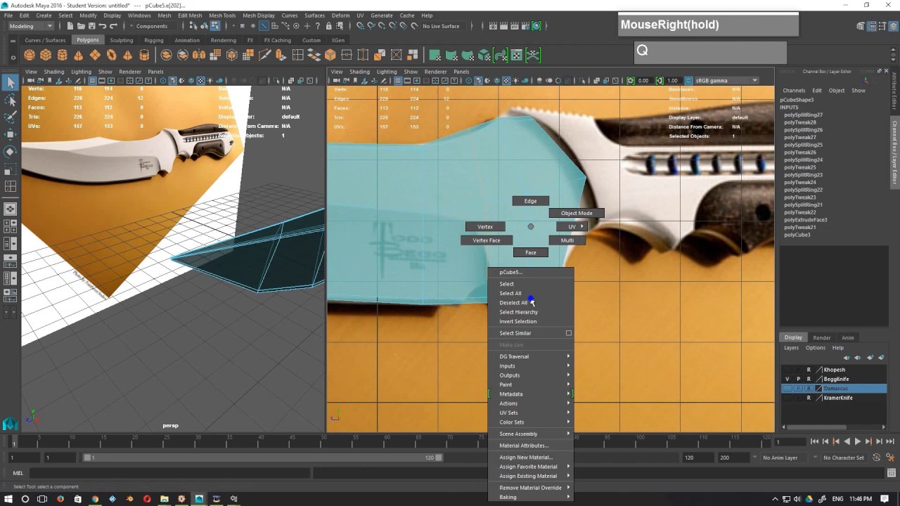 Knife and Sword Blade Modeling Maya part 3 of 4 - YouTube