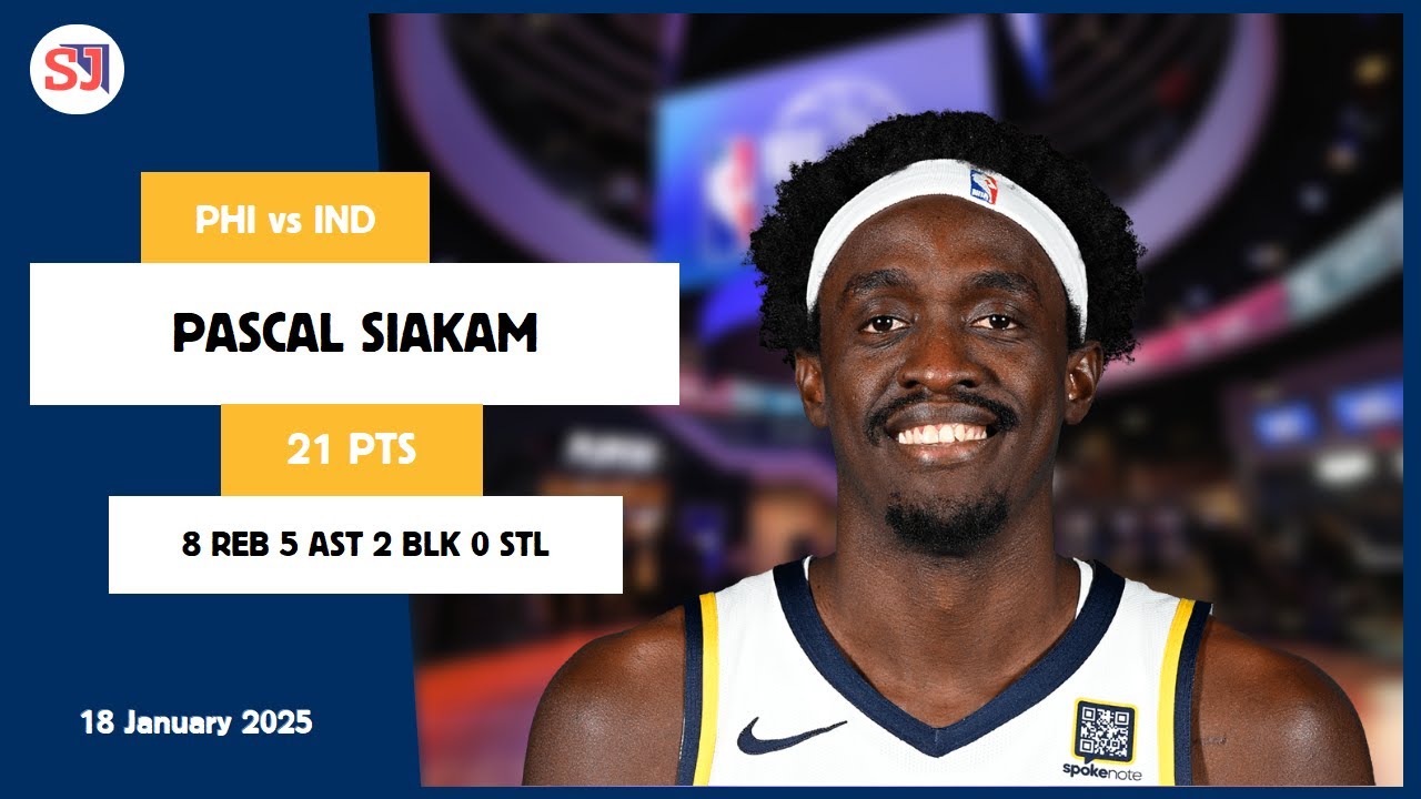 PASCAL SIAKAM 21 PTS vs PHI 18 Jan 24-25 IND Highlights - YouTube