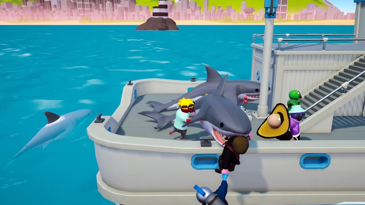 Gang Beasts - Shark Man 2: The Mauling of Pink Weirdo - YouTube