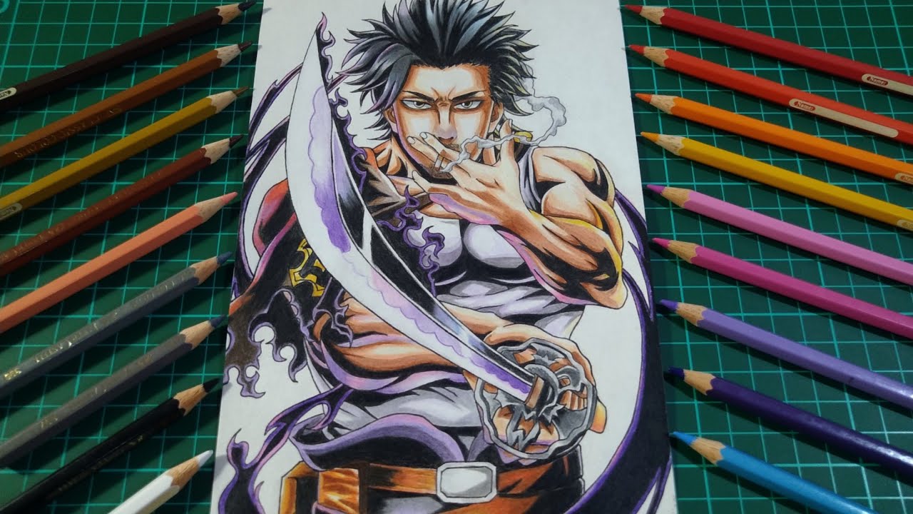 Drawing Anime Yami Sukehiro from Black Clover (Coloring) - YouTube