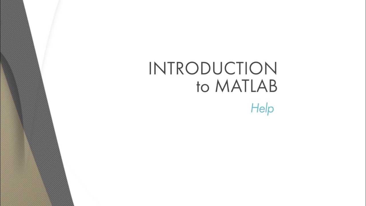 Lesson 1.6:The MATLAB Help System - YouTube