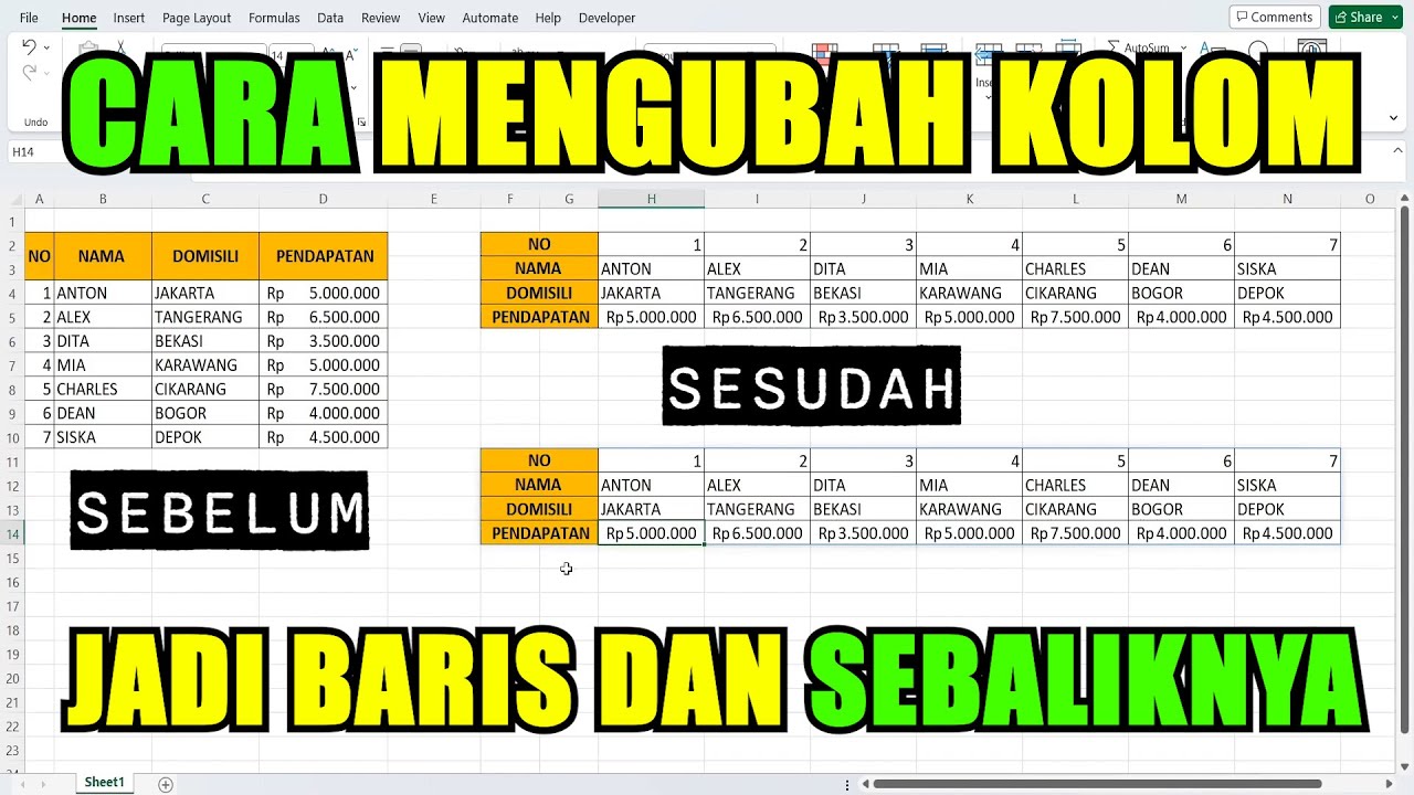 Cara Merubah Tabel Kolom Menjadi Baris dan Sebaliknya, Vertikal to ...