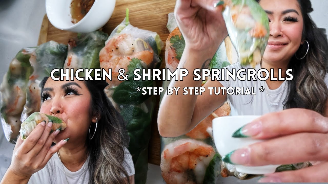 SPRINGROLL PARTY | Chicken & Shrimp Springroll Recipe | AngielaEats - YouTube