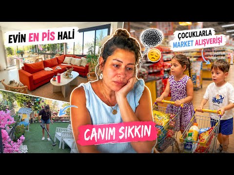 CANIM SIKILDI..ÇOCUKLARLA MARKET ALIŞVERİŞİ🥳EVİN EN PİS HALİ😱BAHÇE EV TEMİZLİK RUTİNİ