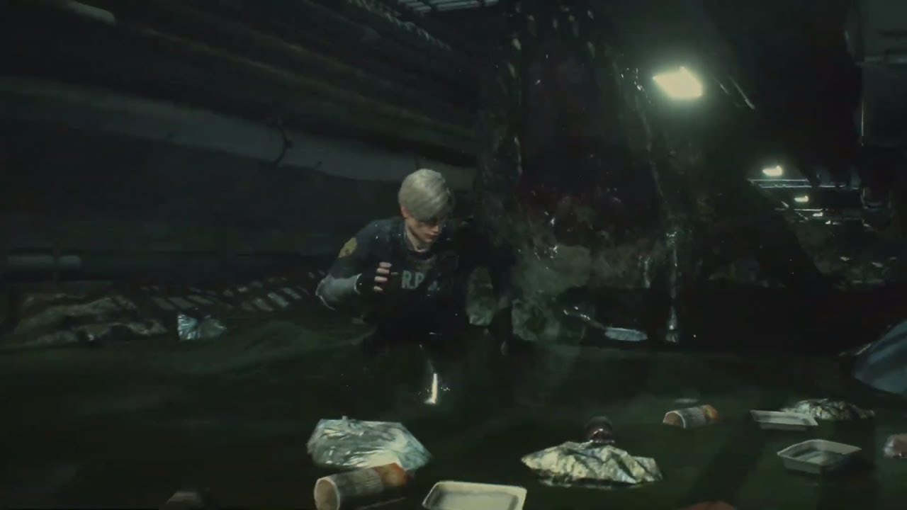 Leon Runs Away From Enormous Alligator Through The Sewers | Resident ...