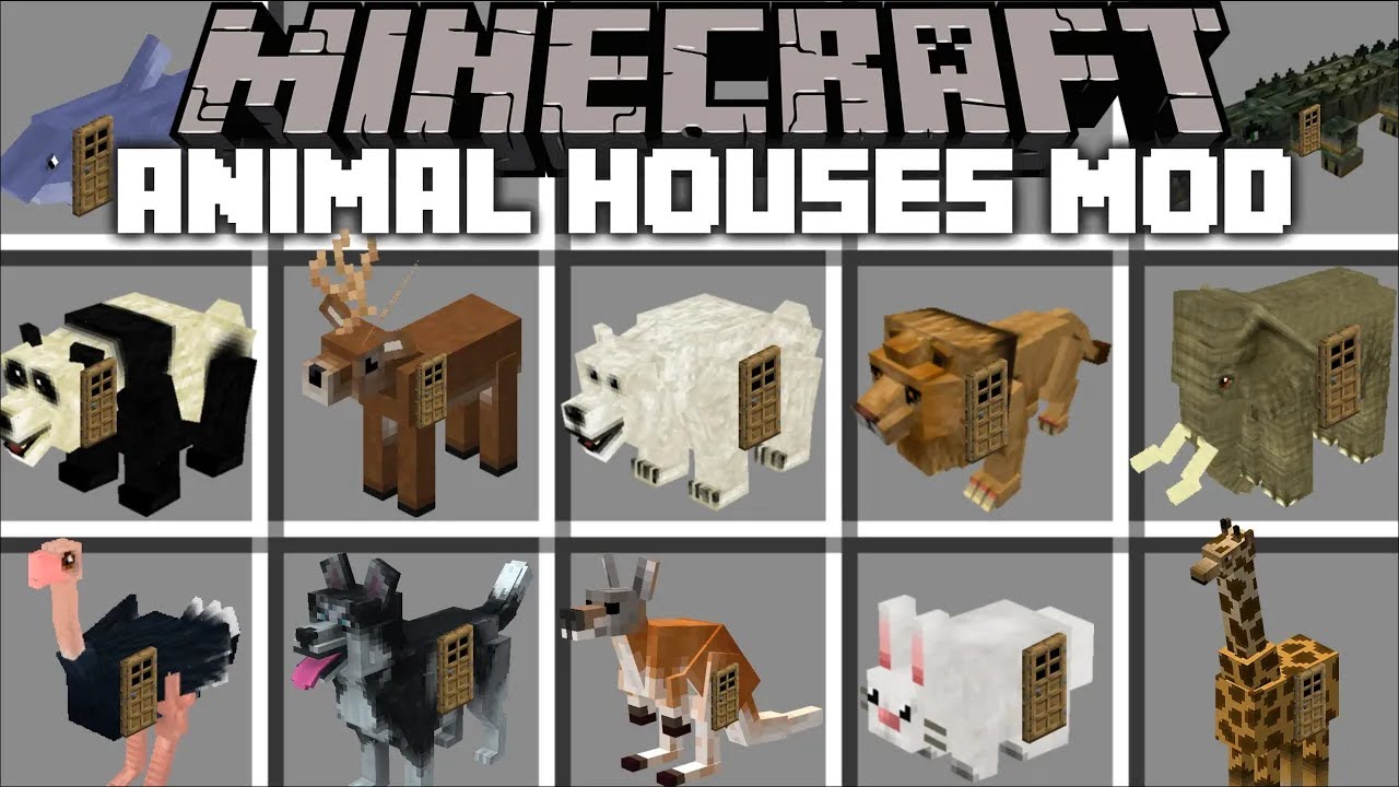 Minecraft ANIMAL MOB HOUSE MOD / INSTANT SPAWN ZOO ANIMALS HOUSES ...