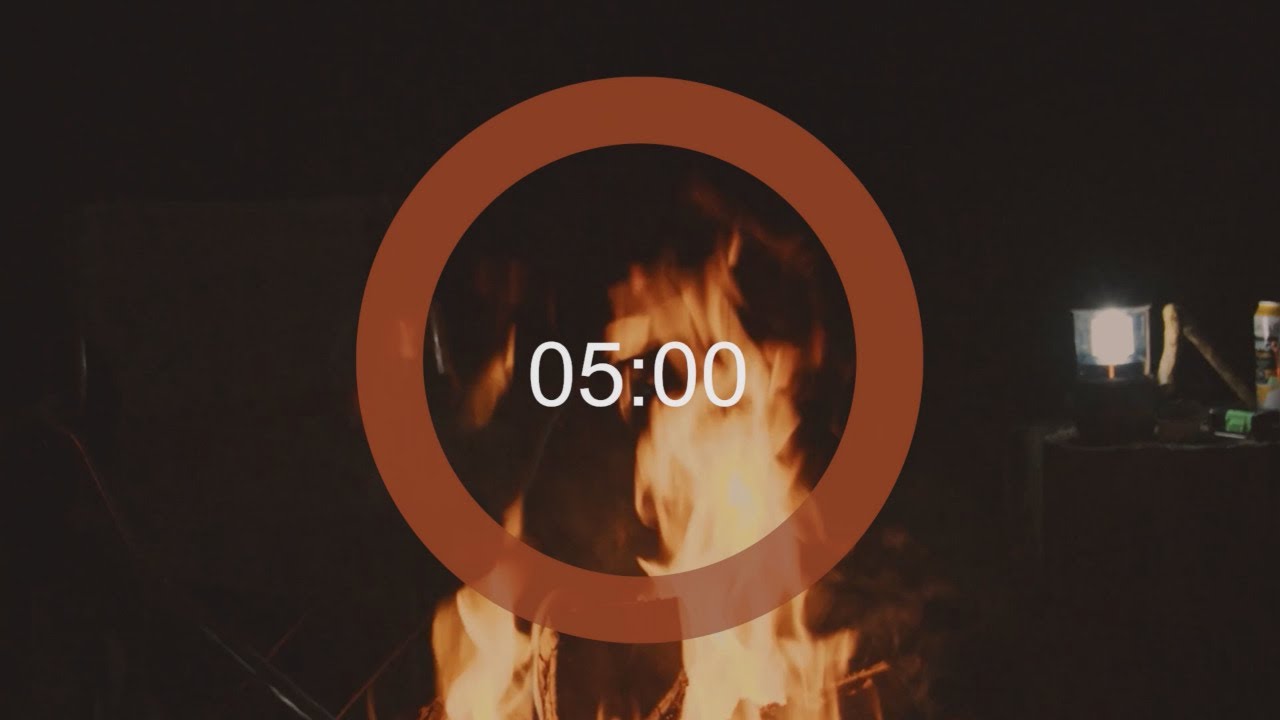 [Campfire🔥+Pomodoro] 5minutes timer : firewood burning in the mountains ...