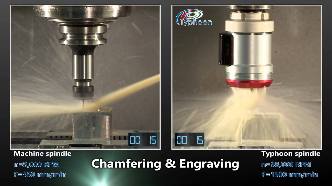 Typhoon Vc. machine spindle Chamfering and Engraving application - YouTube