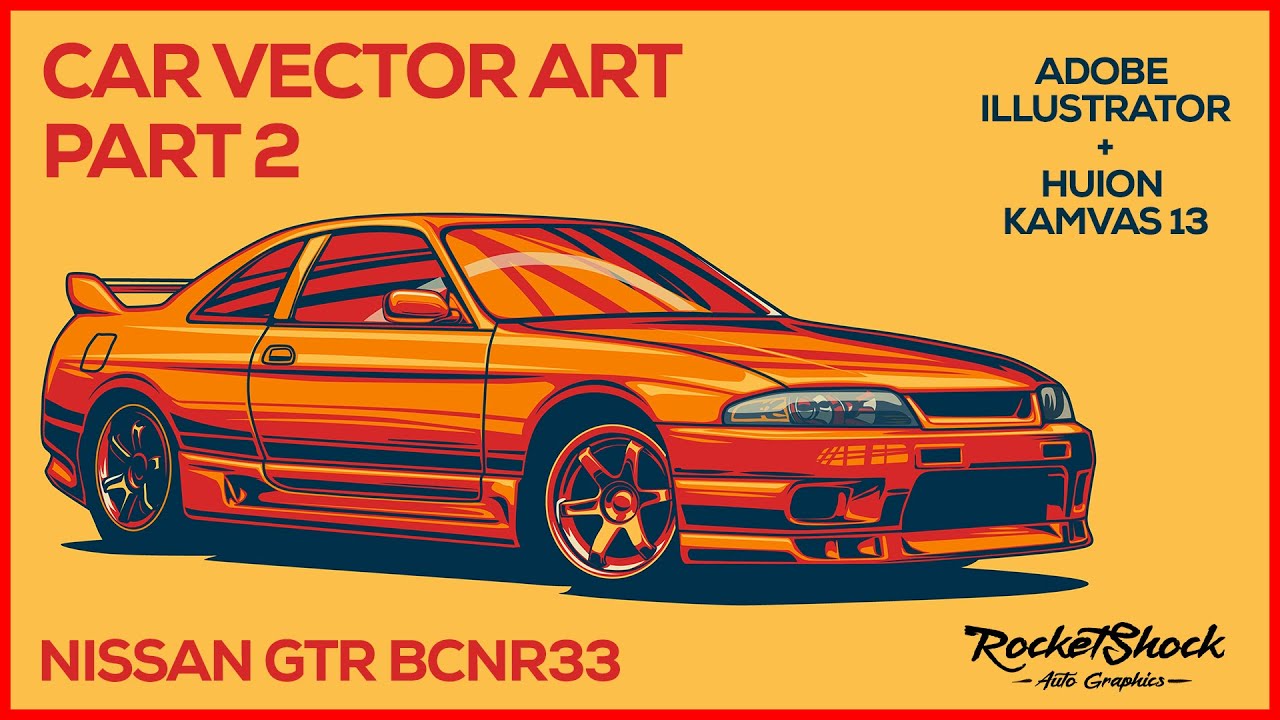 R33 GTR VECTOR ILLUSTRATION PROCESS- Part 2 - Adobe illustrator - YouTube