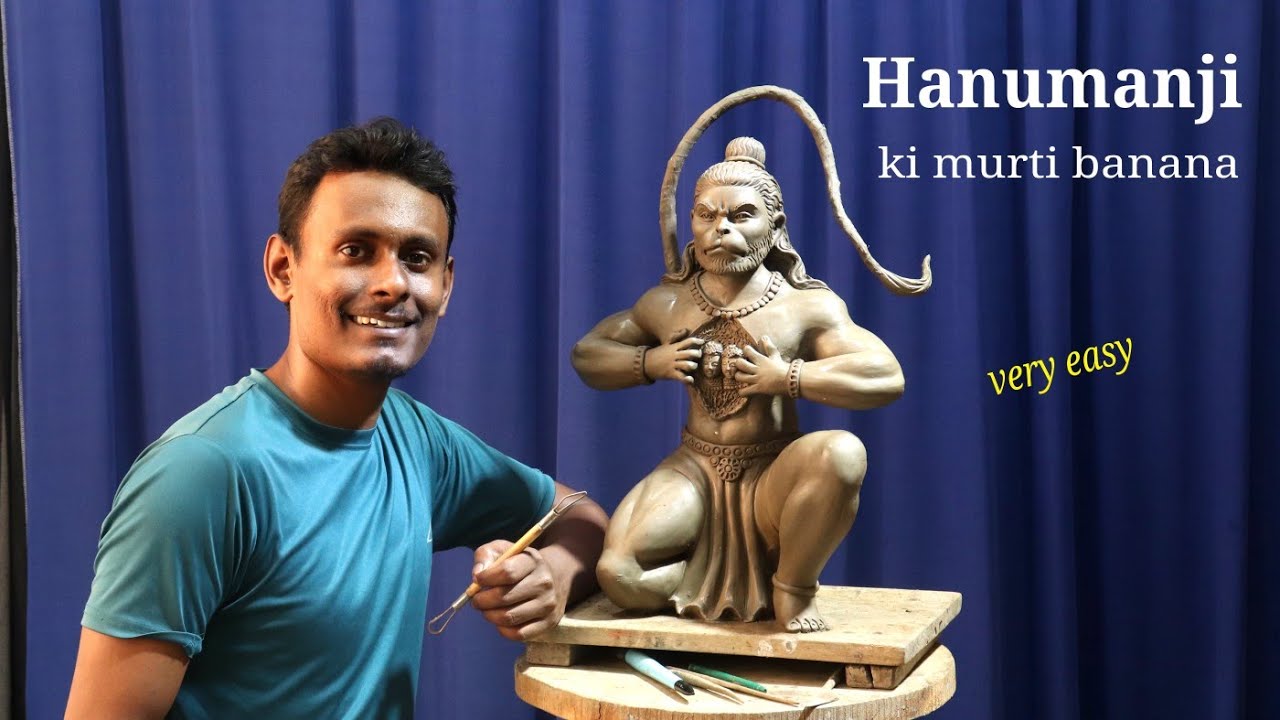 How to make hanuman ji ki murti with clay | mitti ki hanuman murti ...