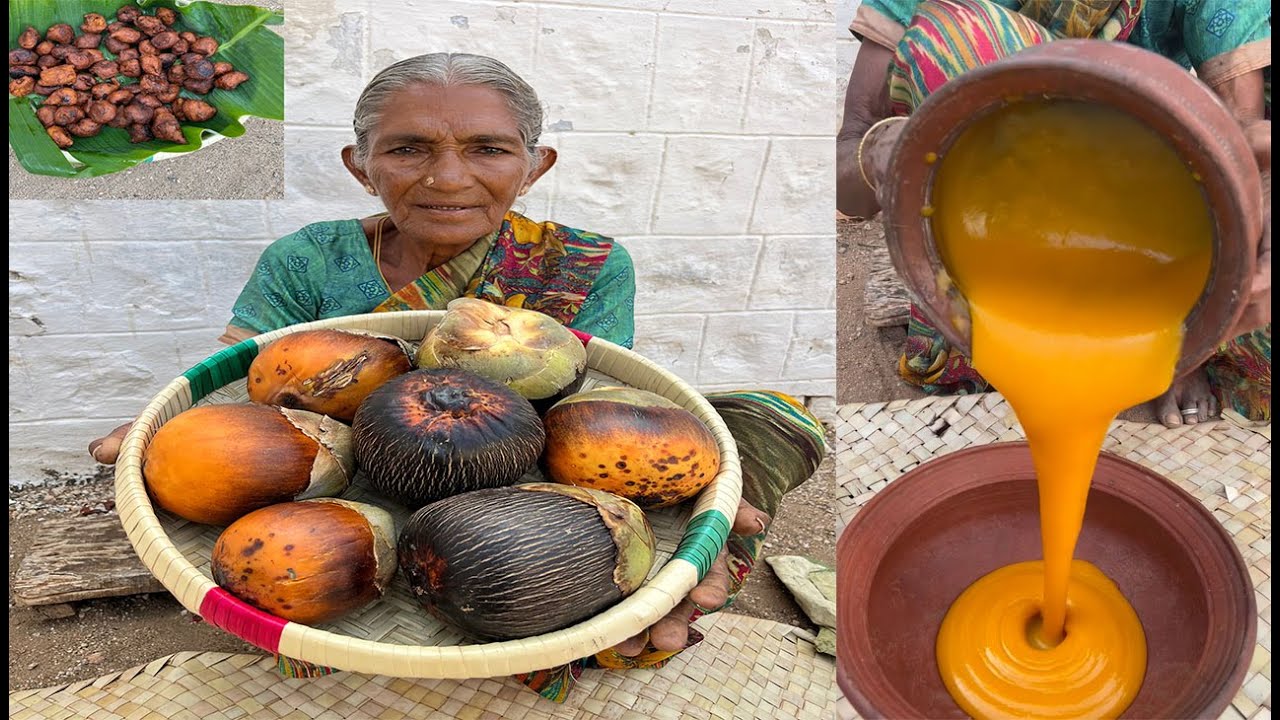 PALM FRUIT | Palmyra Sweet Balls Recipe makin in our Village ...