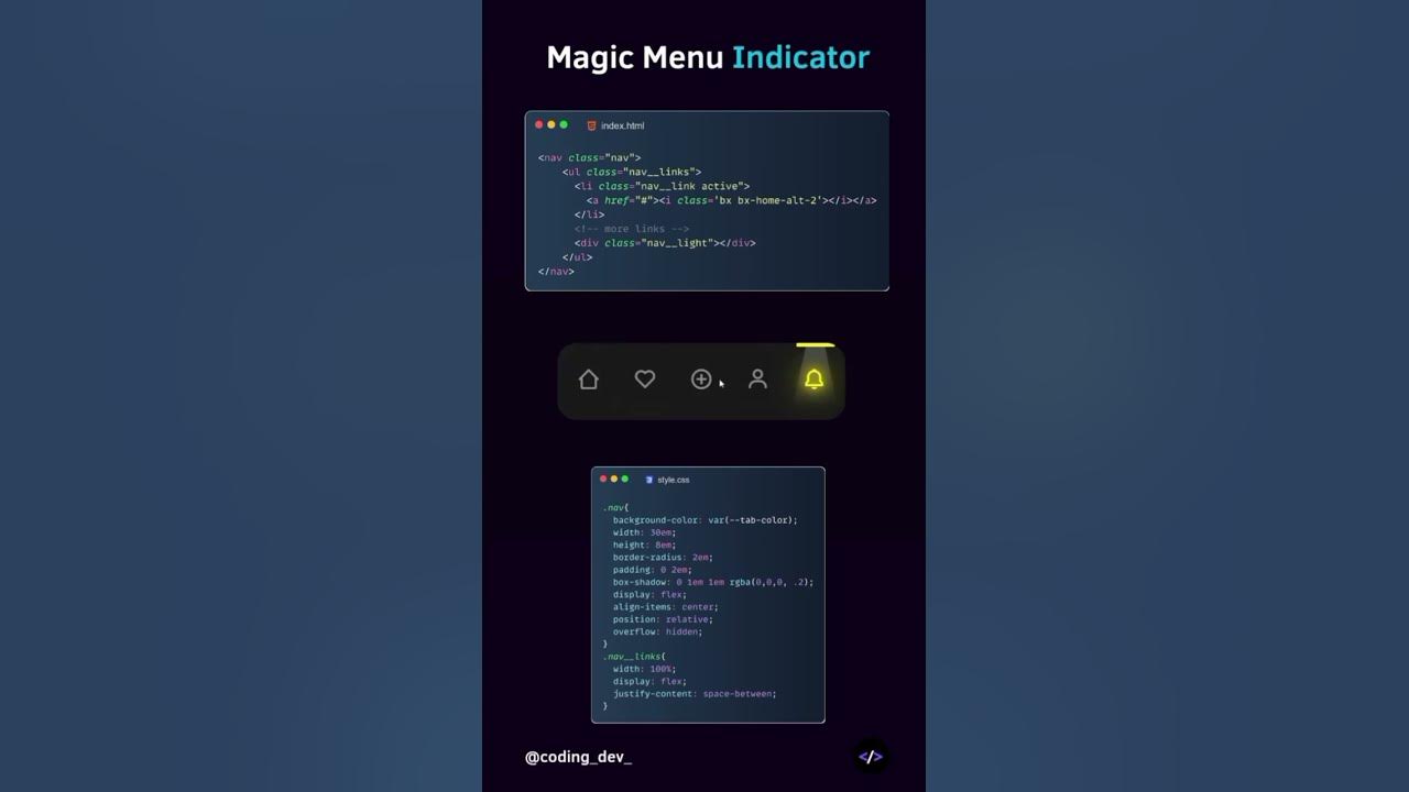 Magic Light Navigation Menu Indicator Using Html Css And Js Youtube