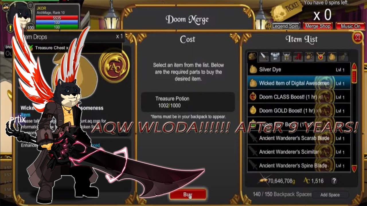 AQW finally got my first WLODA and USE TO GET MY BETA! and how to do ...