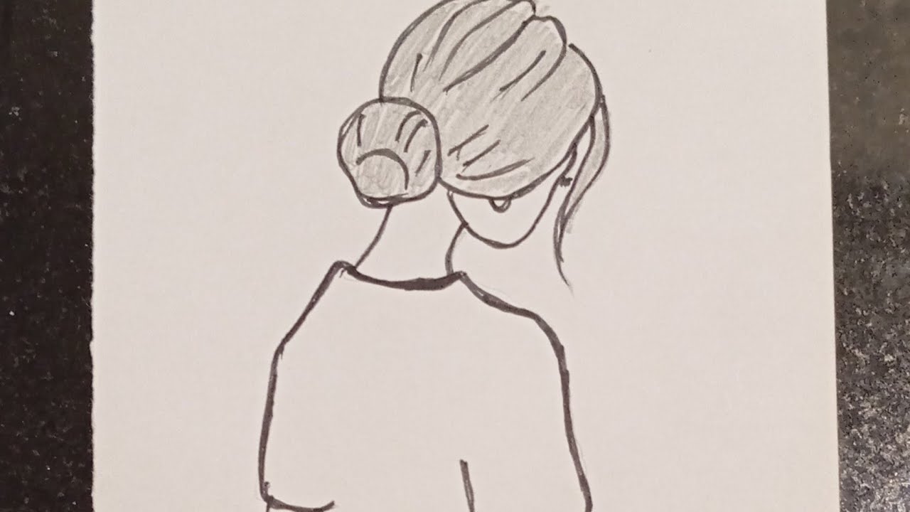 how to draw a beautiful girl back side drawing || picture drawing ...