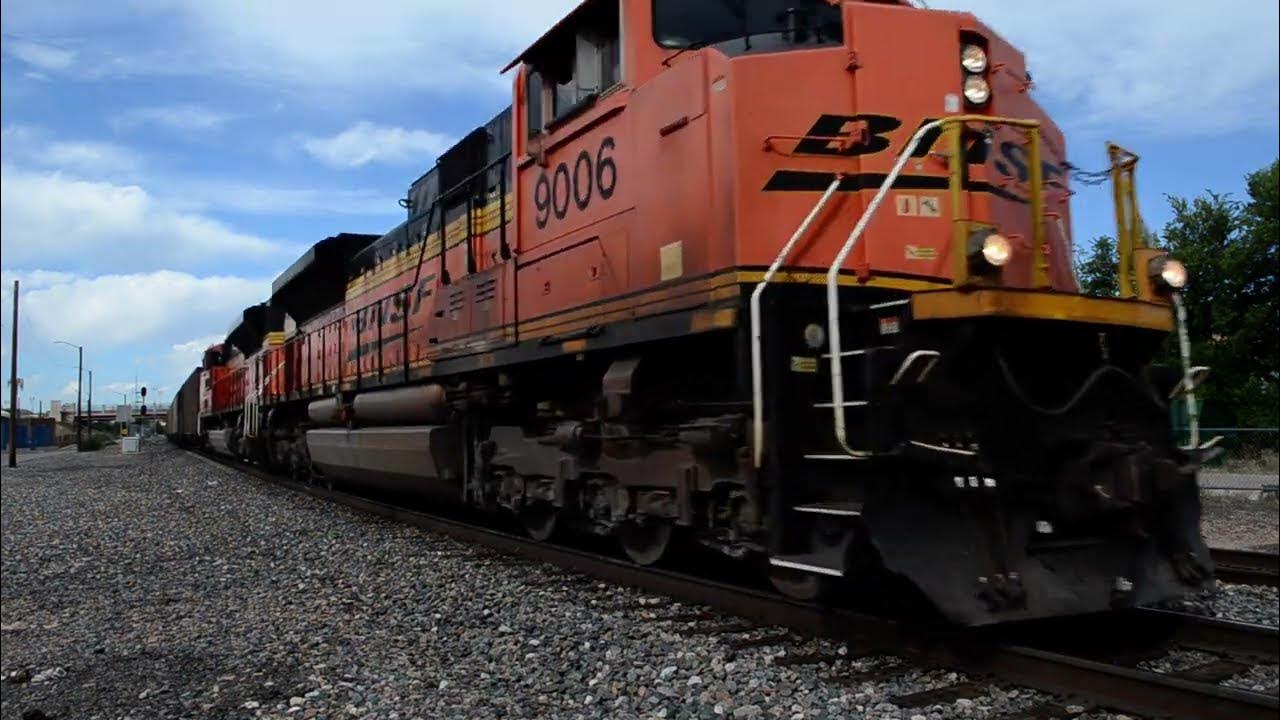 BNSF 9006 Leads a Speedy SB Loaded Coal train Through Las Animas Street - YouTube