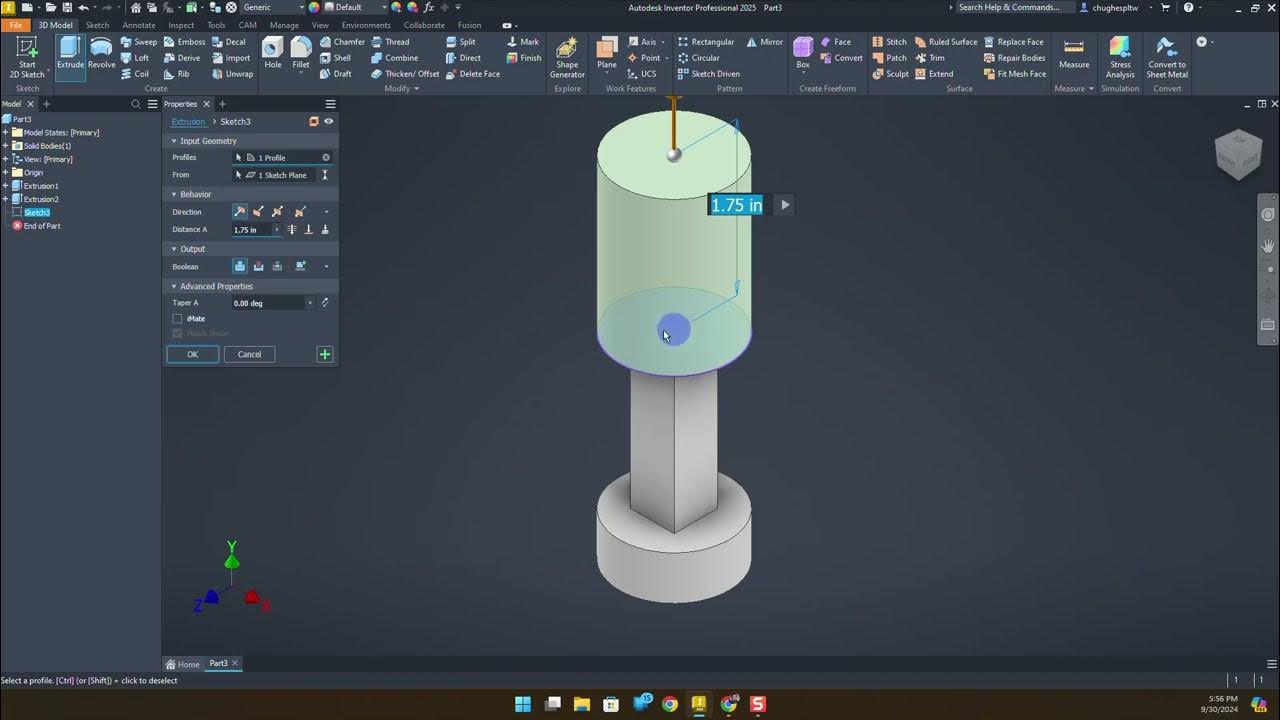 Square Column (Autodesk Inventor) - YouTube