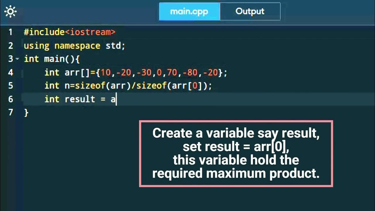 C++ program for finding the maximum product of sub array of a given array - YouTube