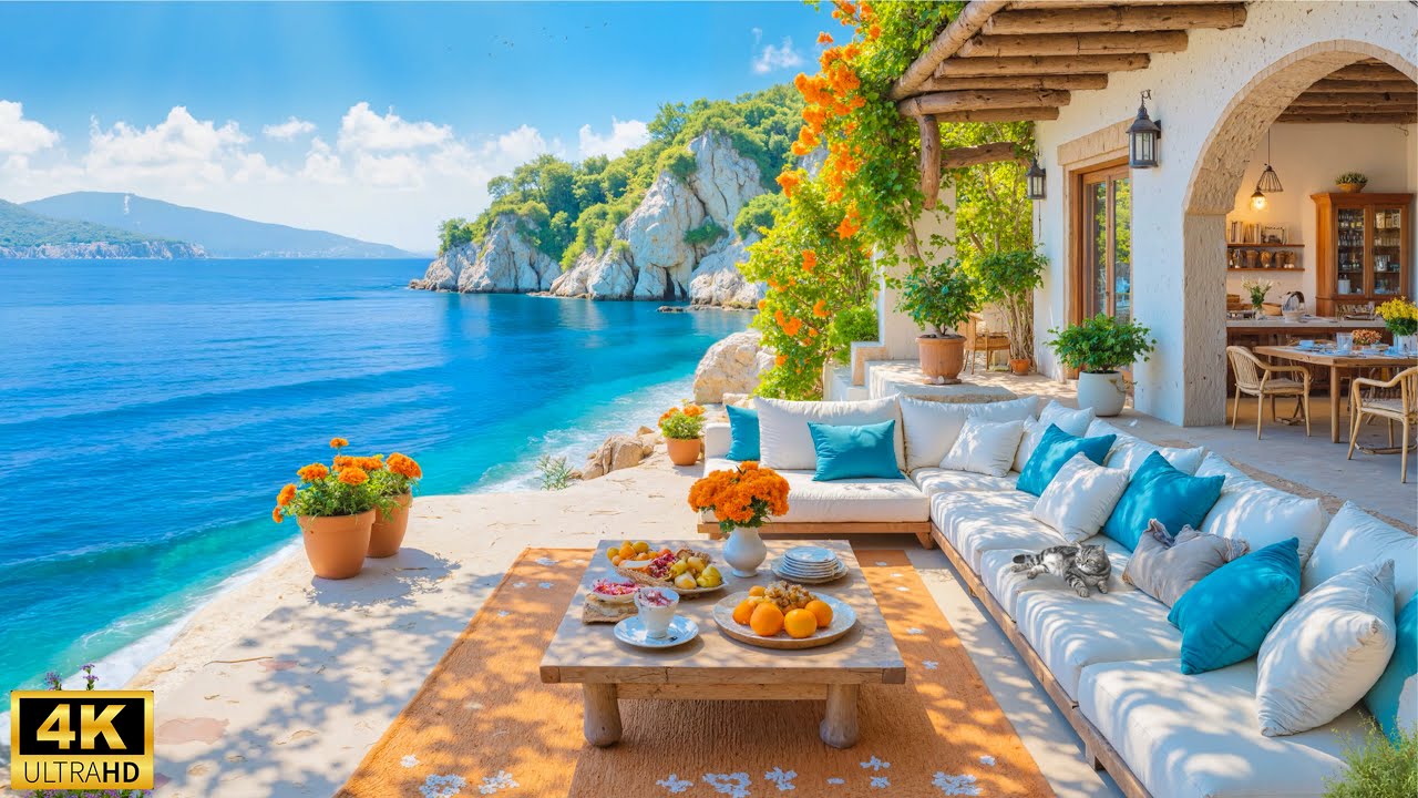 Mediterranean Summer Escape - Gentle Piano & Ocean Sounds | Music for ...