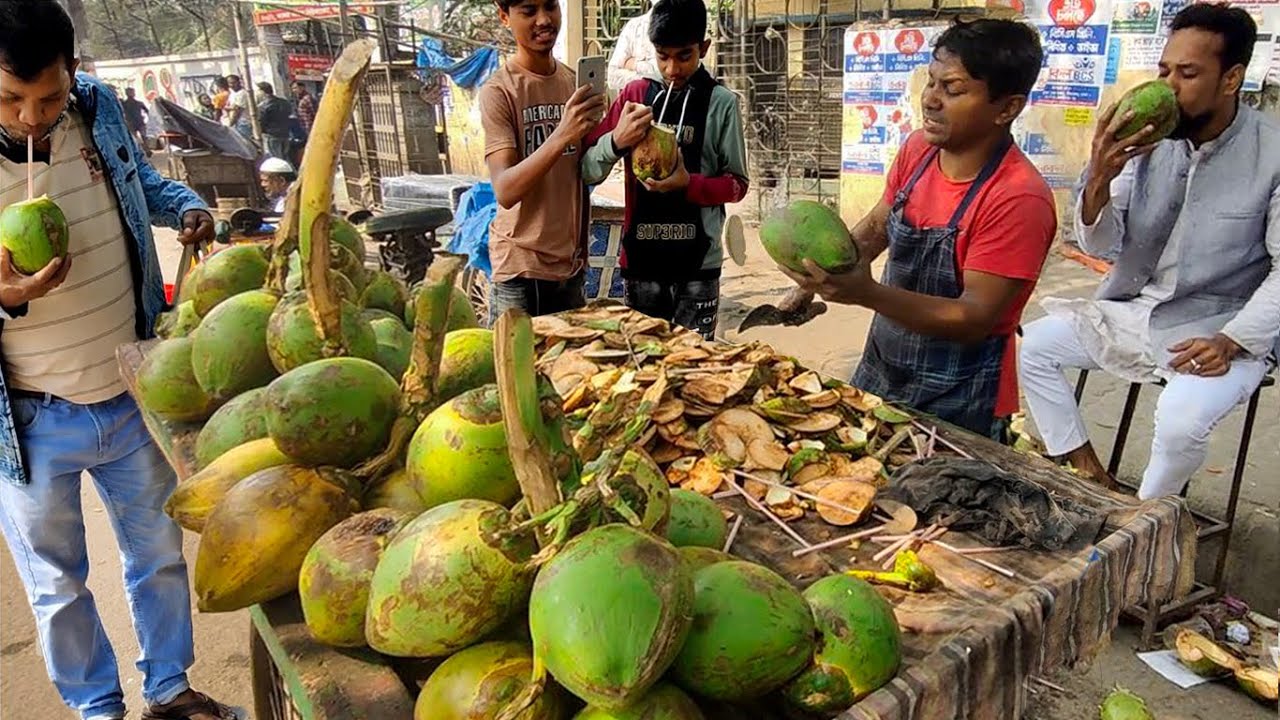 He sells coconut with unique style - YouTube