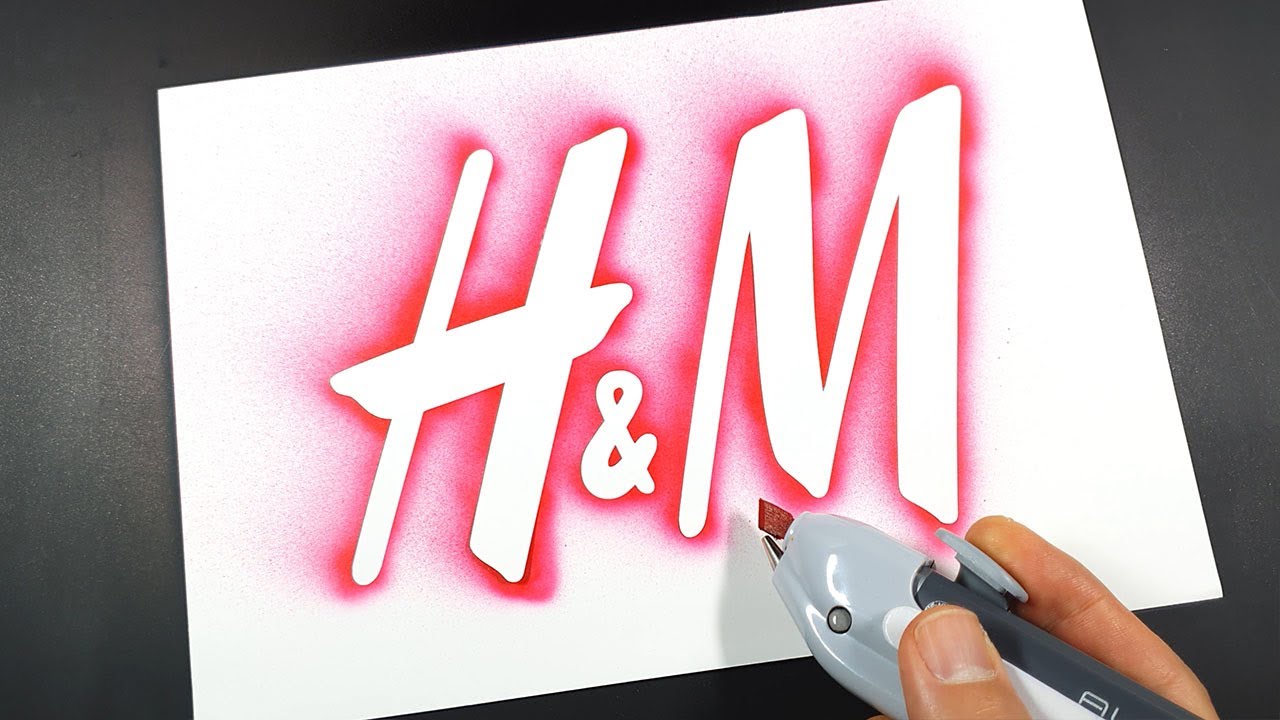 How to draw H&M logo with a stencil | Logo art | Stencil art - YouTube