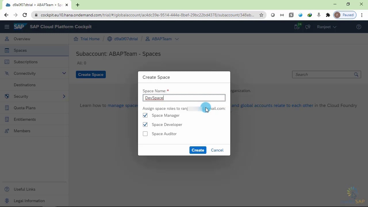 SAP Cloud Platform - Install AoC - Create Space | PART 60 | Free Course ...