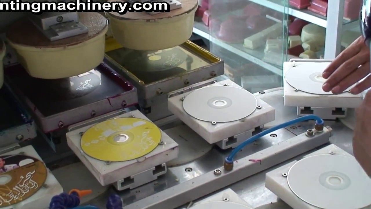 4 color pad printer for CMYK on CD DVD - YouTube
