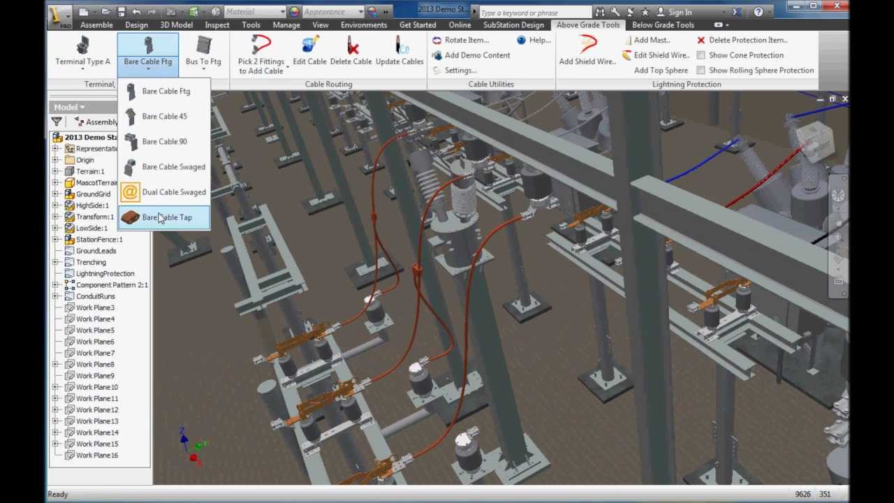 Autodesk Substation Physical Design - Create and Edit Bare Cable - YouTube